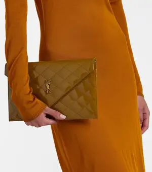 Saint Laurent Paris Quilted Patent Leather Pouch
