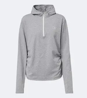 Adidas By Stella McCartney Logo Jersey Half-zip Hoodie - Grey