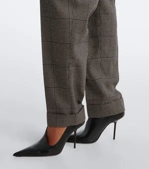 MUGLER Checked Wool Straight Leg Trousers