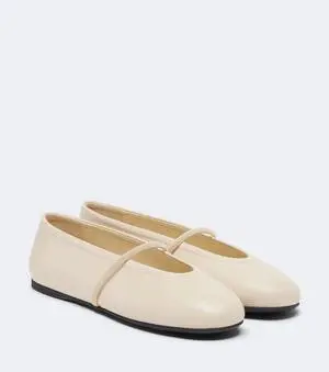 Miu Miu Leather Ballet Flats - White