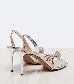 AQUAZZURA Crystal Bubble Leather Slingback Sandals