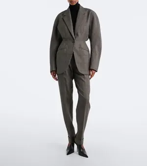 MUGLER Checked Oversized Wool Jacket
