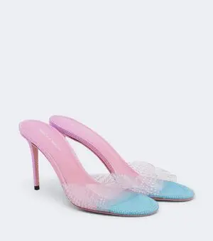 Mach & Mach Crystal Embellished Pvc Mules
