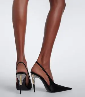 Saint Laurent Goya Satin Slingback Pumps