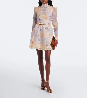 Zimmermann Valiant Floral Silk And Linen Minidress