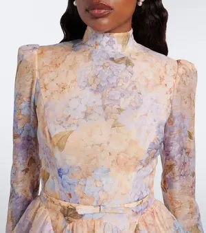 Zimmermann Valiant Floral Silk And Linen Minidress
