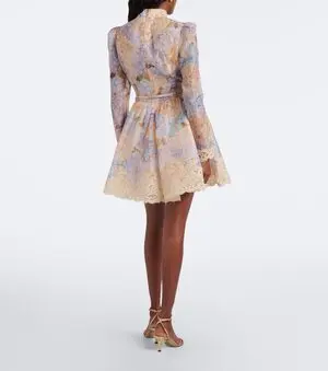 Zimmermann Valiant Floral Silk And Linen Minidress