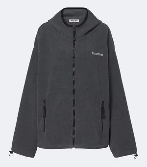 Miu Miu Hooded Oversized Fleece Jacket - Grey