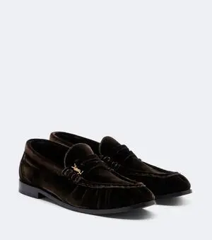 Saint Laurent Le Loafer Velvet Penny Loafers - Brown