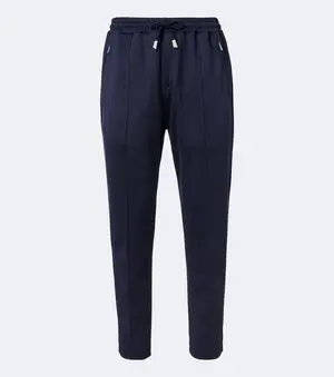 Eleventy Silk And Cotton-blend Sweatpants