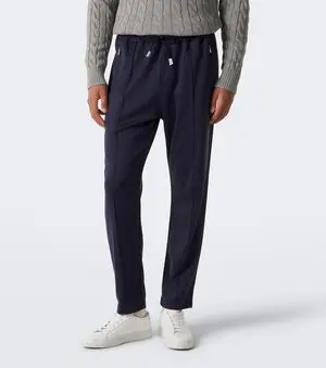 Eleventy Silk And Cotton-blend Sweatpants