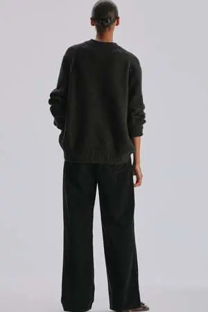 THE ROW Eglitta Wide Leg Cotton Corduroy Pants - Faded Black