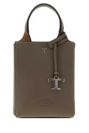TOD'S Dove Grey Leather Phone Holder