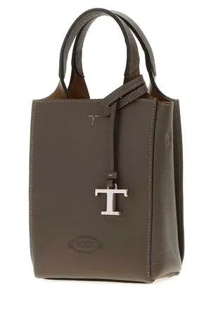 TOD'S Dove Grey Leather Phone Holder