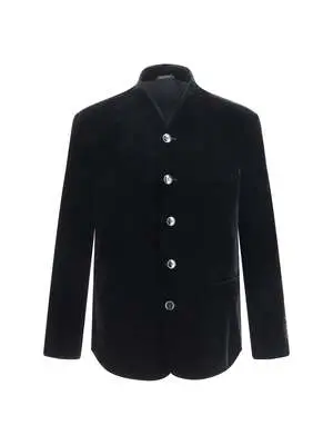 Giorgio Armani Blazer One Shot In Stretch Viscose And Cupro Velvet - Black