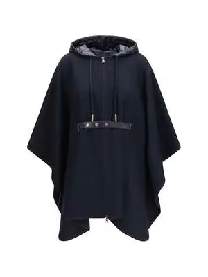 Moncler Padded Wool Blend Cape - Blue