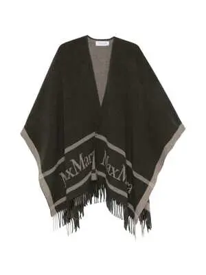 Max Mara Fringed Poncho - Brown