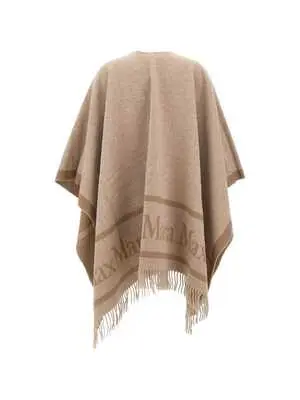 Max Mara Fringed Poncho - Brown