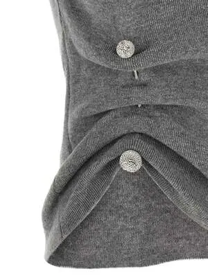 Giuseppe Di Morabito Jewel Brooch Knit Top - Gray