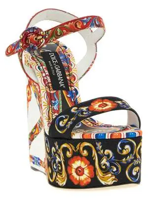 Dolce & Gabbana Keira' Wedge Sandals With 'carretto' Print