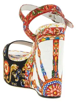 Dolce & Gabbana Keira' Wedge Sandals With 'carretto' Print