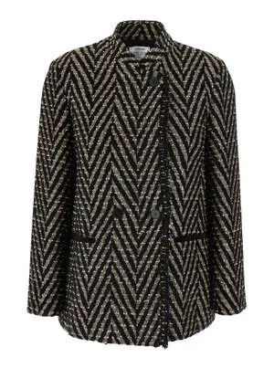 FORTE_FORTE Chevron Motif Sequined Tech Fabric Jacket - Multicolor