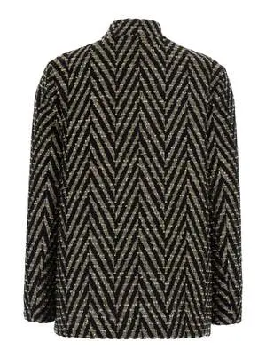 FORTE_FORTE Chevron Motif Sequined Tech Fabric Jacket - Multicolor