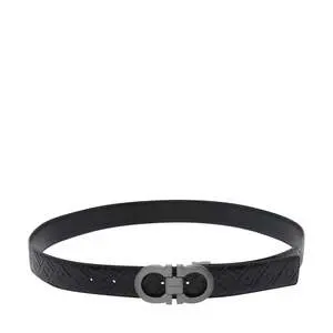 FERRAGAMO Adjustable And Reversible Gancini Belt - Black