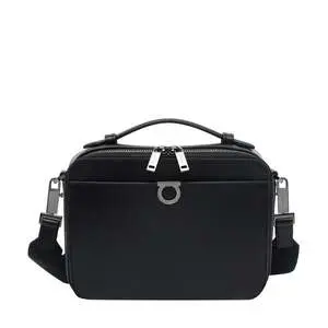 FERRAGAMO Gancini Messenger Bag - Black