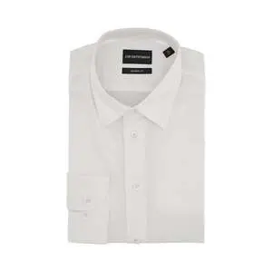 Emporio Armani Jacquard Cotton Modern Fit Shirt - White