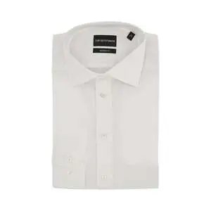 Emporio Armani Stretch Poplin Modern Fit Shirt - White