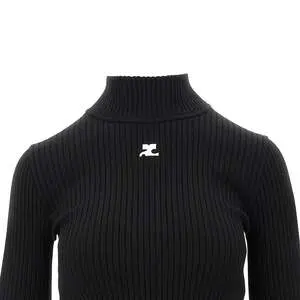 COURREGES Ribbed Mock Neck Sweater