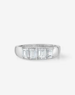 Ring Concierge Emerald Cut Diamond Wedding Band - Platinum