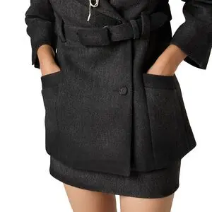 Miu Miu Belted Double Wool Miniskirt