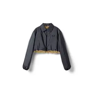 Miu Miu Technical Fabric And Shearling Blouson Jacket - Hematite