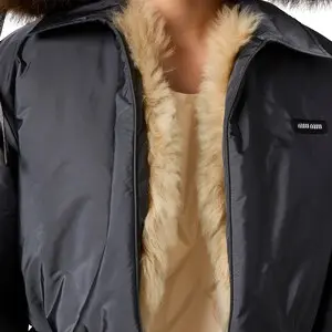 Miu Miu Technical Fabric And Shearling Blouson Jacket