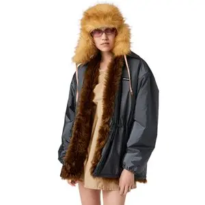 Miu Miu Technical Fabric And Shearling Blouson Jacket