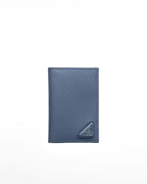 Prada Saffiano Leather Card Holder - Blue