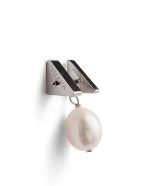Prada Metal Earrings With Pearls