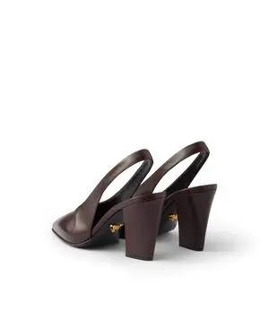 Prada Leather Slingback Pumps - Brown