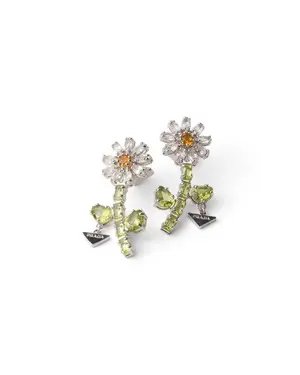 Prada Metal Earrings With Crystals - Gold/silver