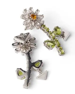 Prada Metal Earrings With Crystals - Gold/silver