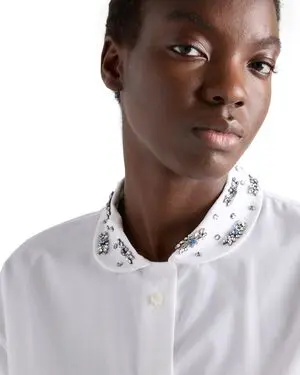 Prada Poplin Shirt With Embroidered Collar