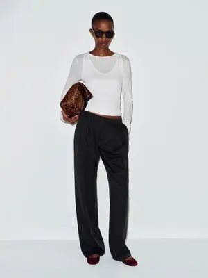 REFORMATION Frances Low Rise Relaxed Pant - Black