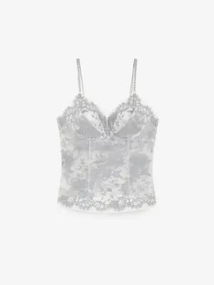 Alexander McQueen Floral Lace Organza Top