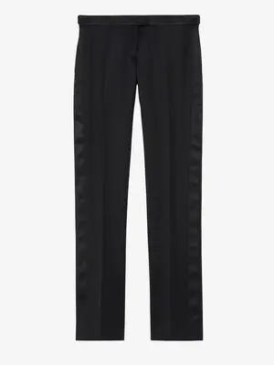 Alexander McQueen Tuxedo Trousers In Japanese Wool Barathea - Black