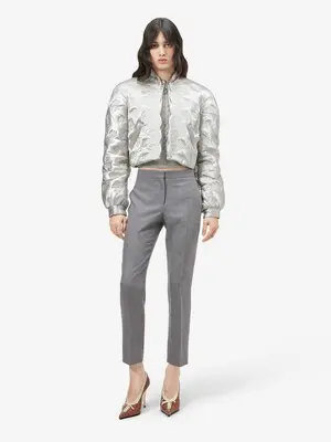 Alexander McQueen Wool Pinstripe Cigarette Trousers