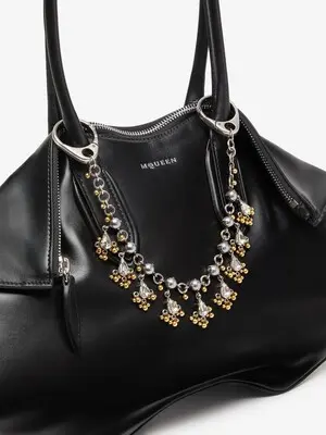 Alexander McQueen Embellished Chain Charm With Imitation Pearls And Crystals