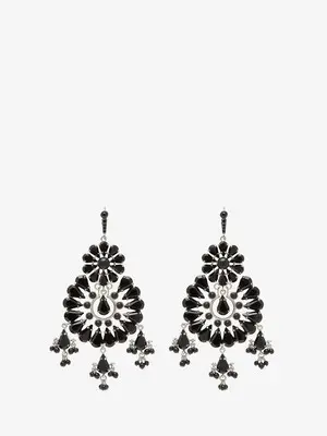 Alexander McQueen Chandelier Earrings With Crystal And Pearl Motifs