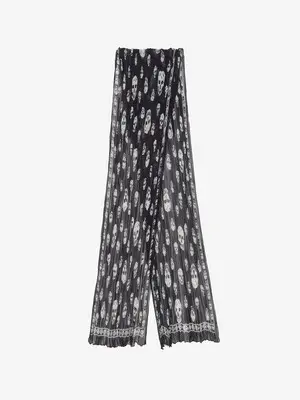 Alexander McQueen Pleated Skull Scarf - Black/ivory